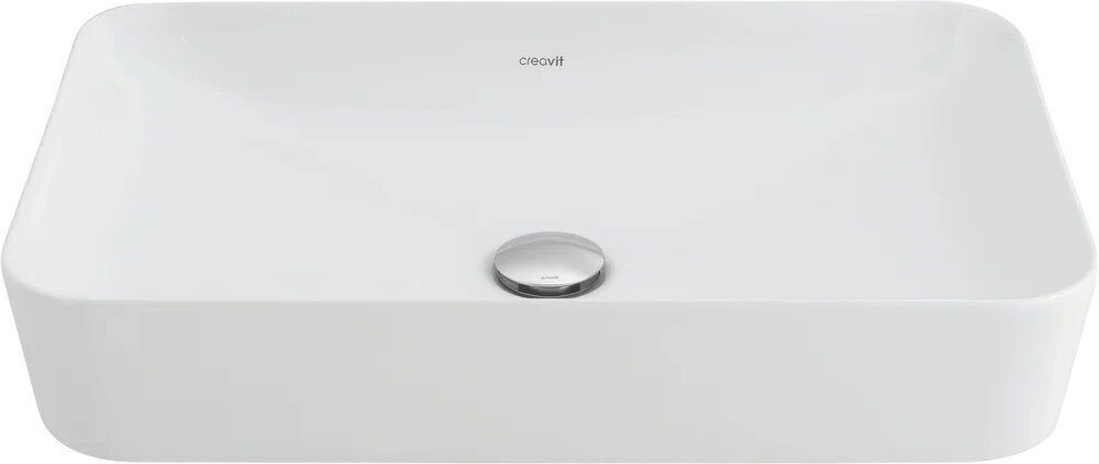 Накладная раковина Creavit Ultra UL060-00MB00E-0000 60 накладная, без отверстия под смеситель, фарфоровая, прямоугольная, раковина для ванной, белая