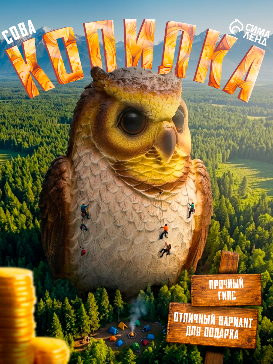 Копилка Хорошие сувениры «Сова», гипс, коричневая, 26x20x31 см