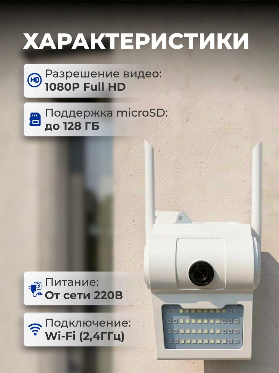 Водонепроницаемая IP-камера 2 в 1 + настенный светильник Wall Lamp Camera