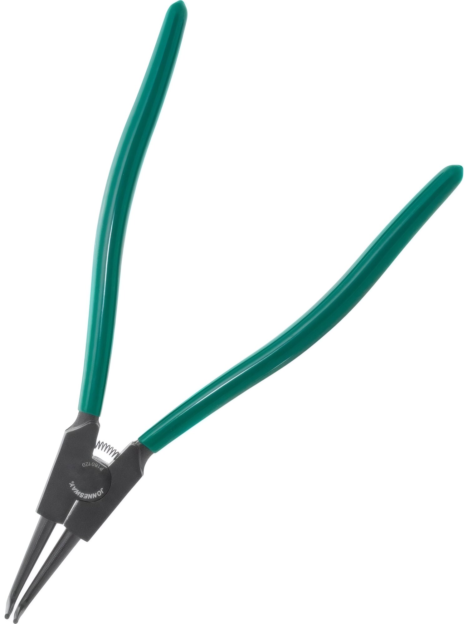 Щипцы изогнутые Jonnesway P18012D для стопорных колец удлиненные с ПВХ рукоятками, разжим, 85-165 мм, 3.5-4.0 мм, 310 мм
