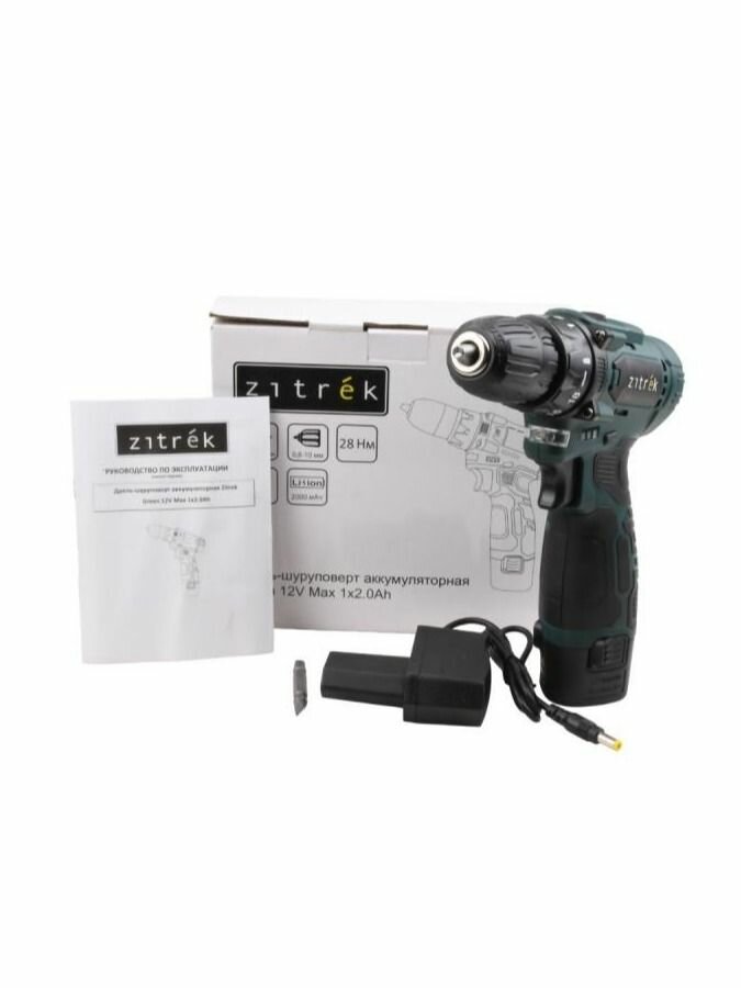 Дрель-шуруповерт аккумуляторная Green 12V Max, 12В, 1х2.0Ач шуруповерт аккумуляторная дрель электрический инструмент