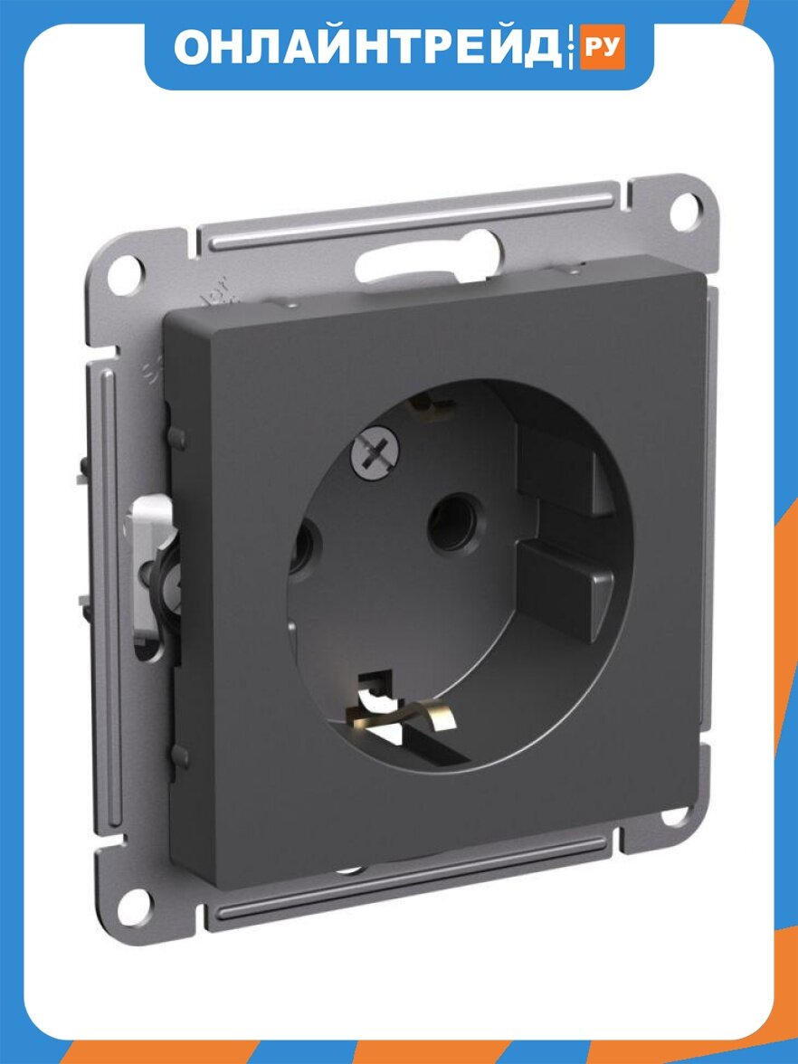 Розетка Systeme Electric (schneider Electric) AtlasDesign с заземл. 16А механизм базальт, ATN001443
