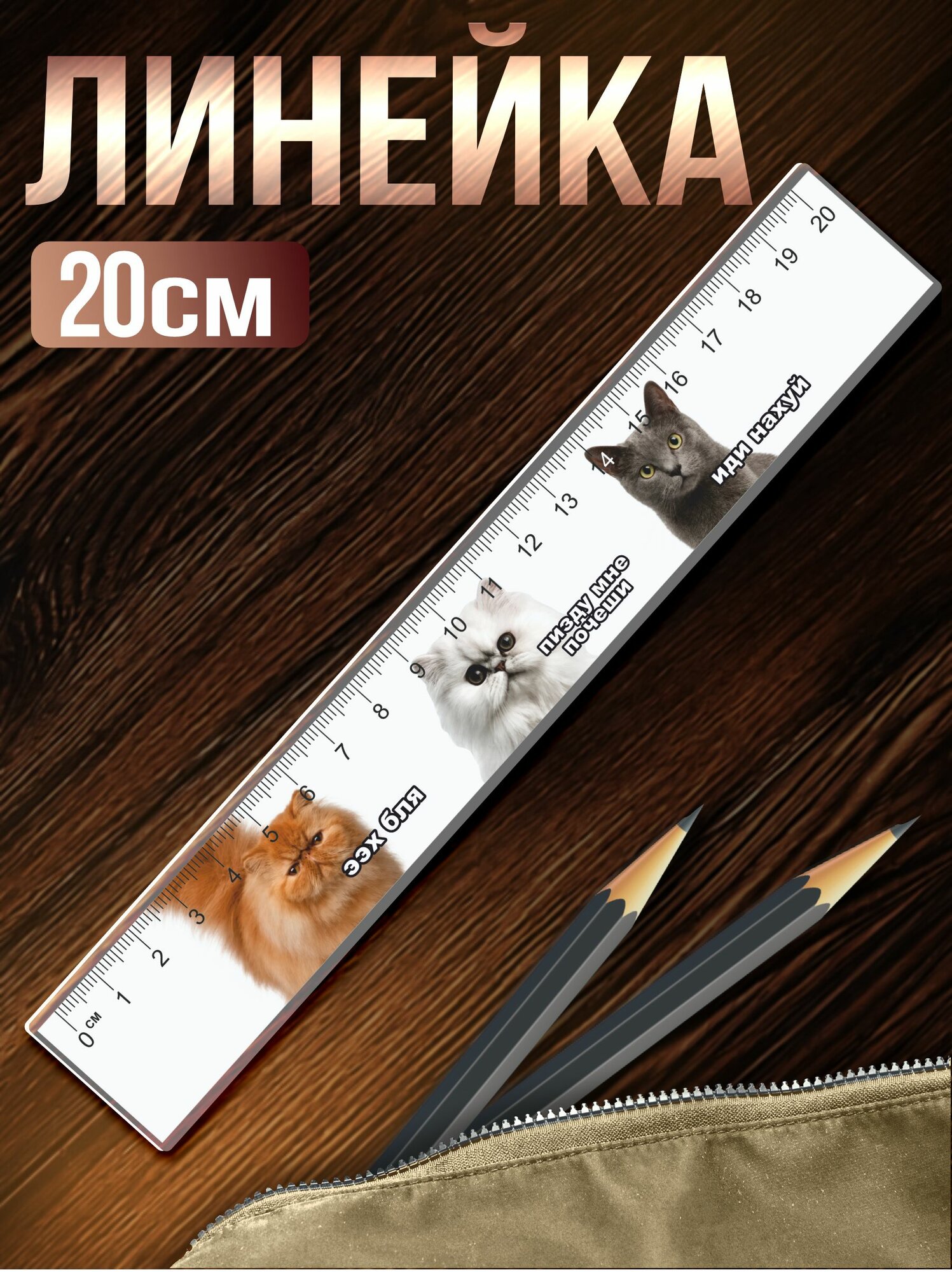 Канцелярия для школы линейка 20см Коты мем тик ток эх блин