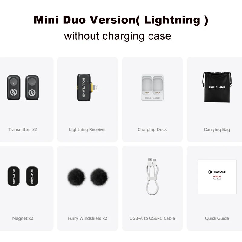 Hollyland LARK A1 Combo Беспроводной микрофон Mini Duo Lightning