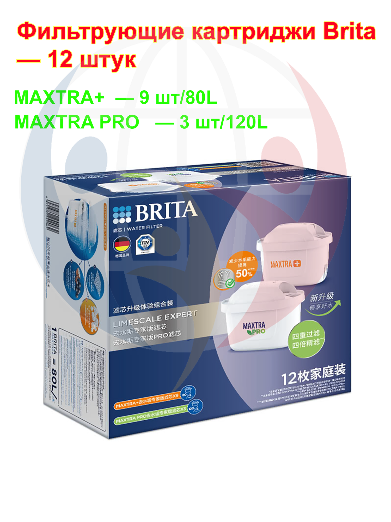 Набор сменных картриджей Brita MAXTRA+ WLE и MAXTRA Pro WLE (12 шт.)