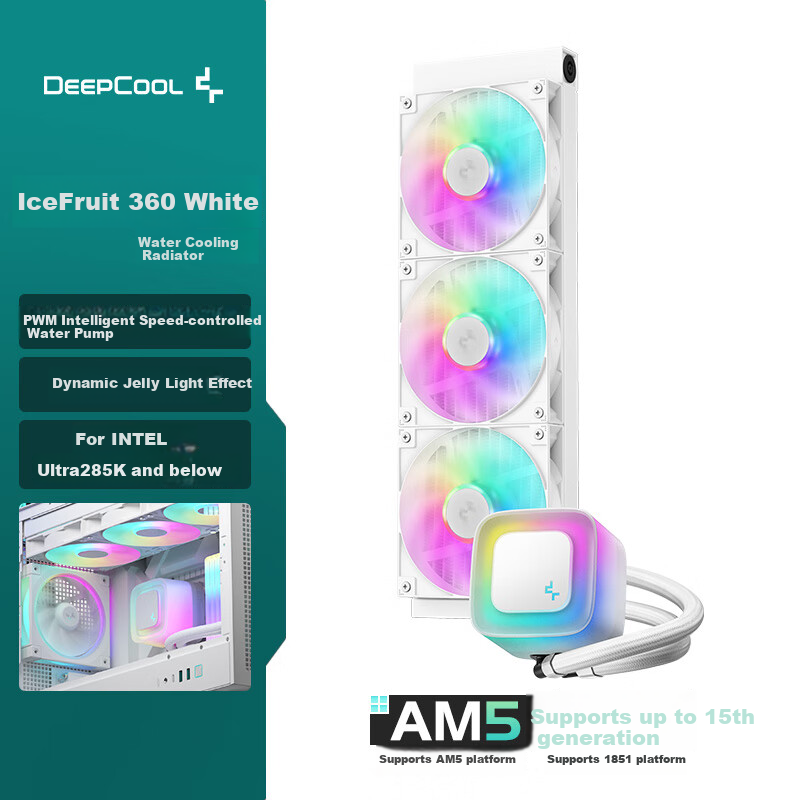DEEPCOOL Ice Jelly 360 Все-в-Одном Жидкостном Охладителе ЦПУ Белый 360 Радиатор ARGB Подсветка PWM Насос 3 Года