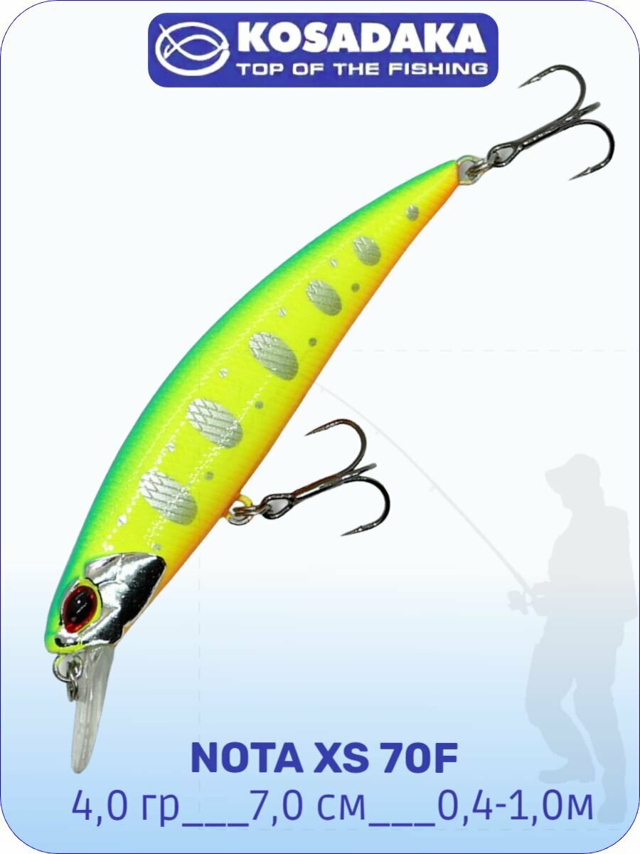 Воблер Kosadaka Nota minnow XS 70F плав, 70мм, 4г, 0.4-1.0м, цв. SNT