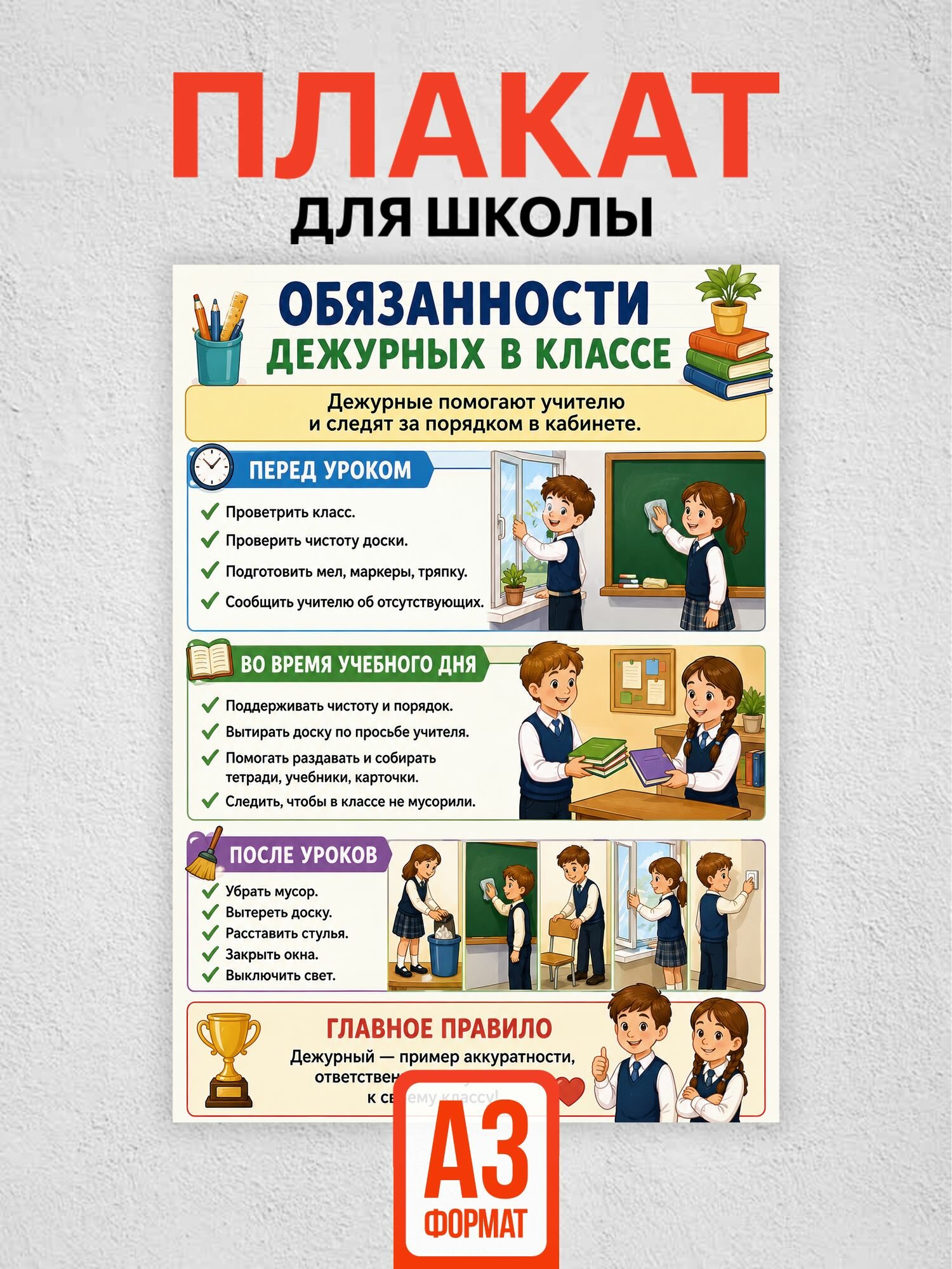 Плакат обязанности дежурных