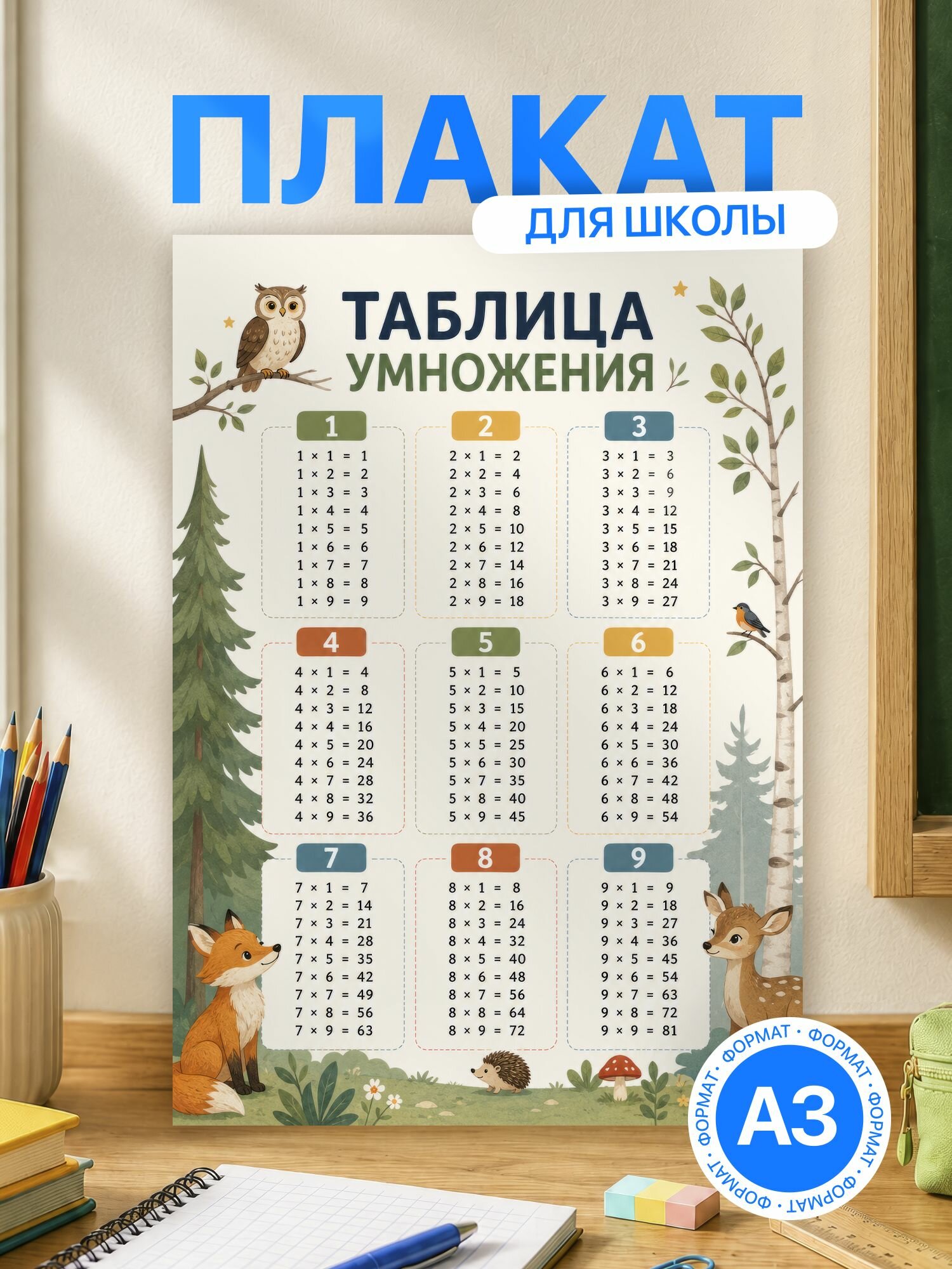 Плакат Таблица умножения для школы, в класс