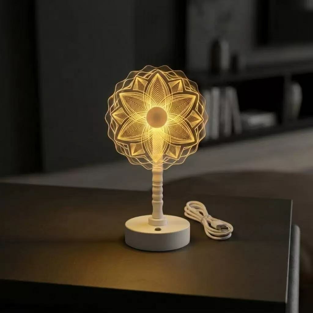 Настольный светодиодный ночник с узором мандалы, питание от USB, мягкий теплый свет для спальни