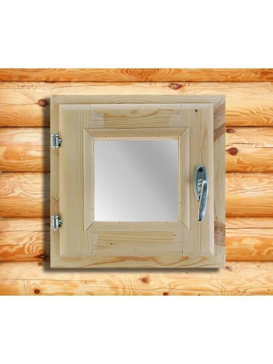 Деревянное окно для бани 30x30 см