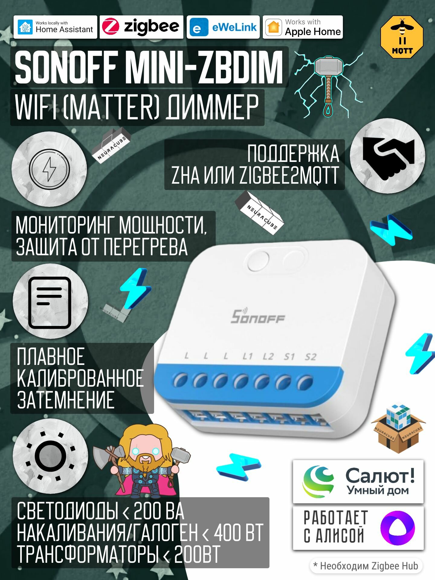Zigbee диммер SONOFF MINI-ZBDIM