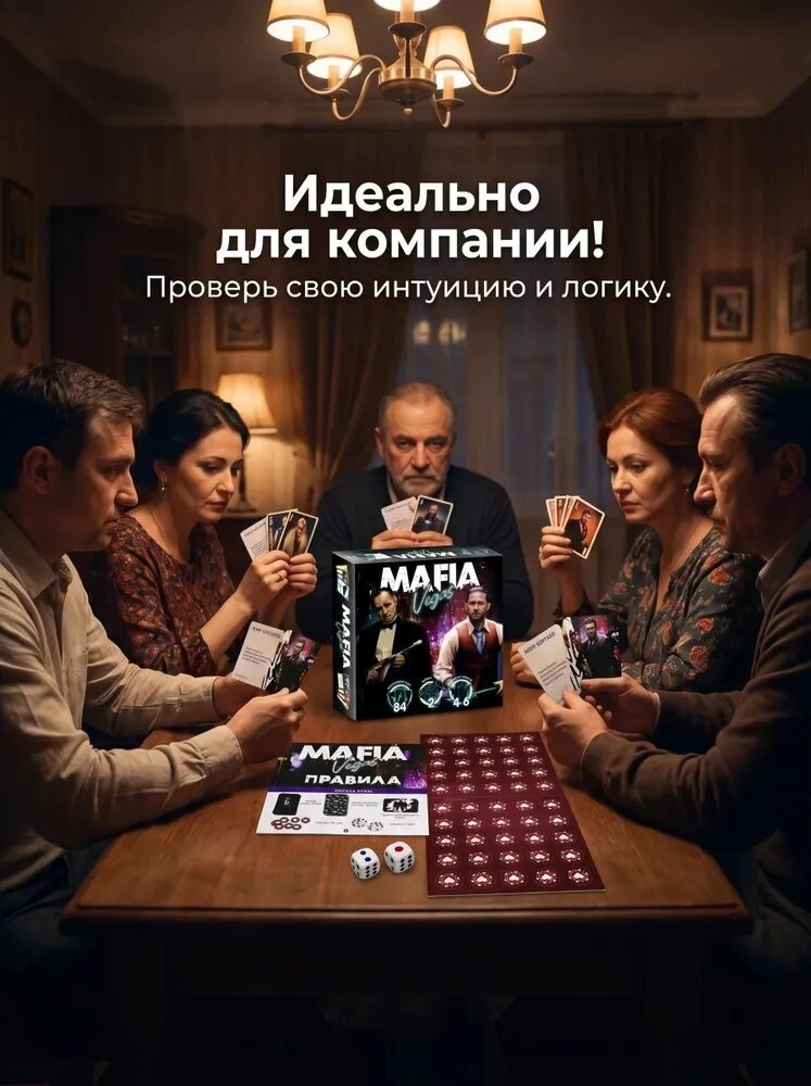 Настольная игра Мафия Вегас Mafia Vegas, ролевая карточная игра для компании 4-6 игроков для вечеринок