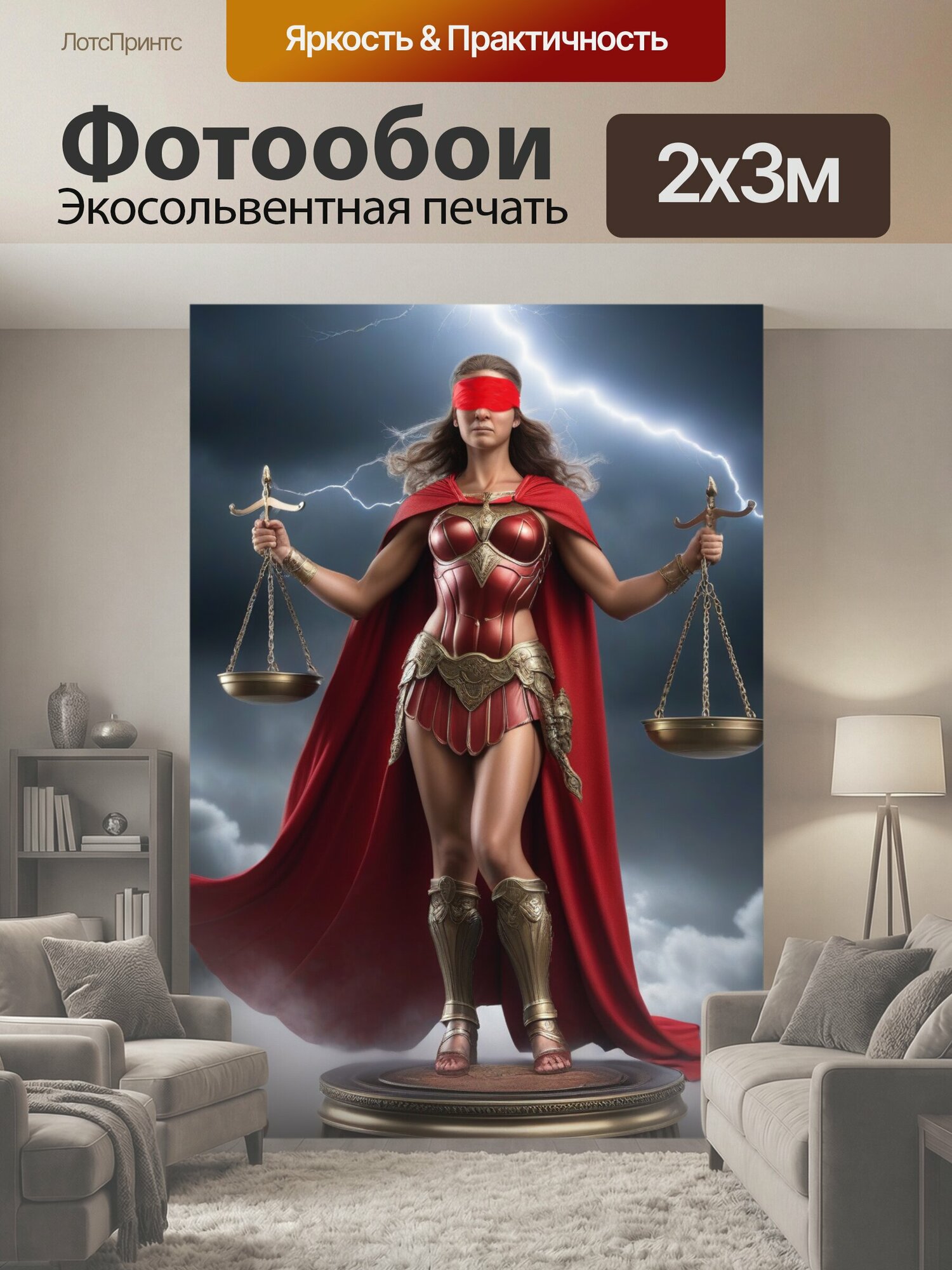 Фотообои "Фемида, темида, весы правосудие богиня" 200x300 см. экосольвентная печать