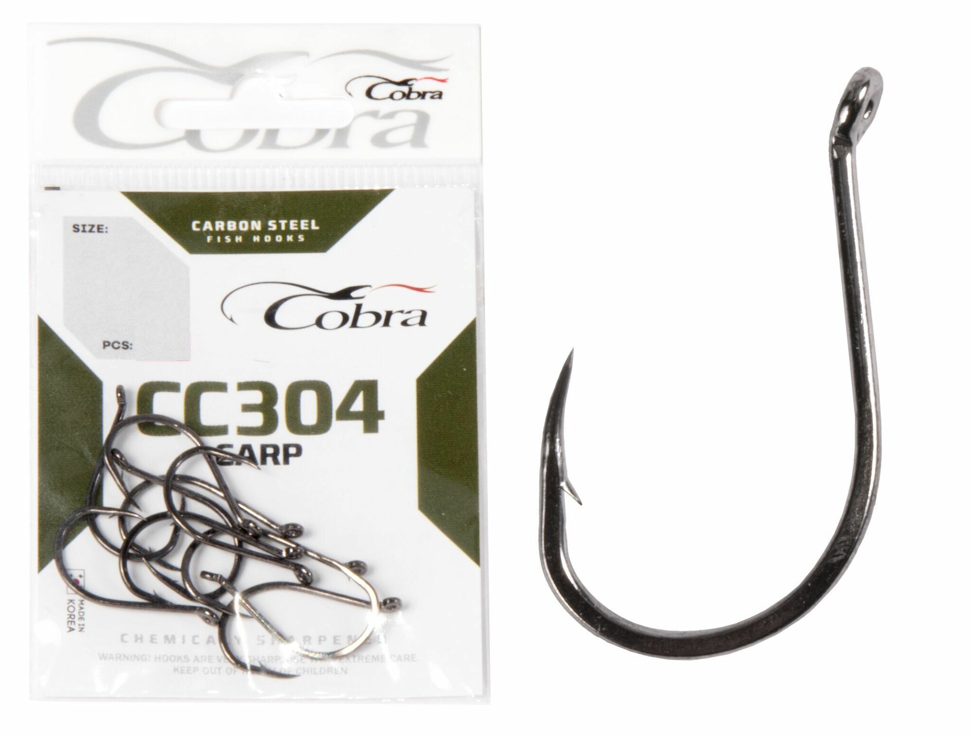 Крючки рыболовные Cobra CARP CHINU CC304, размер 6, 10 шт в упаковке / Крючки для рыбалки Кобра Карп Чину