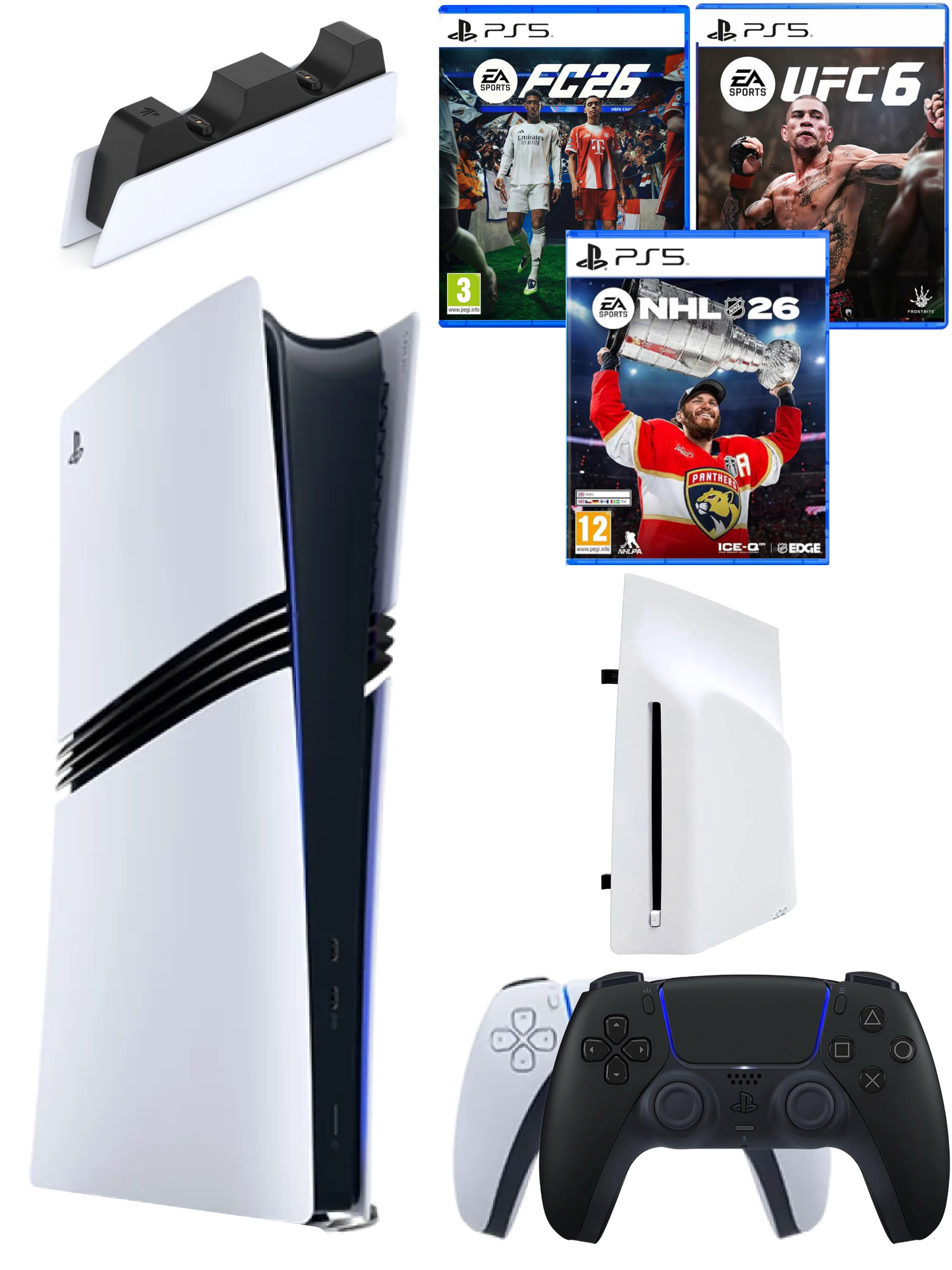 Игровая приставка Sony PS 5 Pro Digital Edition+Зарядная станция+ Дисковод +2-ой геймпад+3 игры(UFC6, NHL2026, FC26)