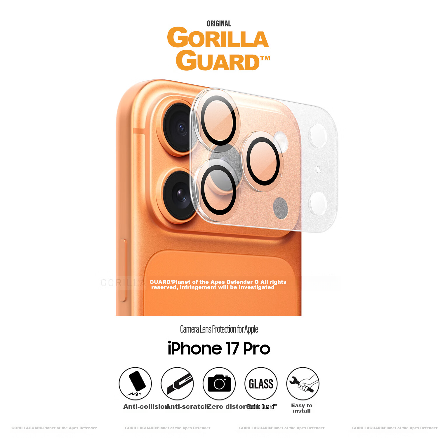 Защитная пленка для объектива iPhone 17 Pro с AR-покрытием, ультратонкая ударопрочная закаленная стеклянная пленка