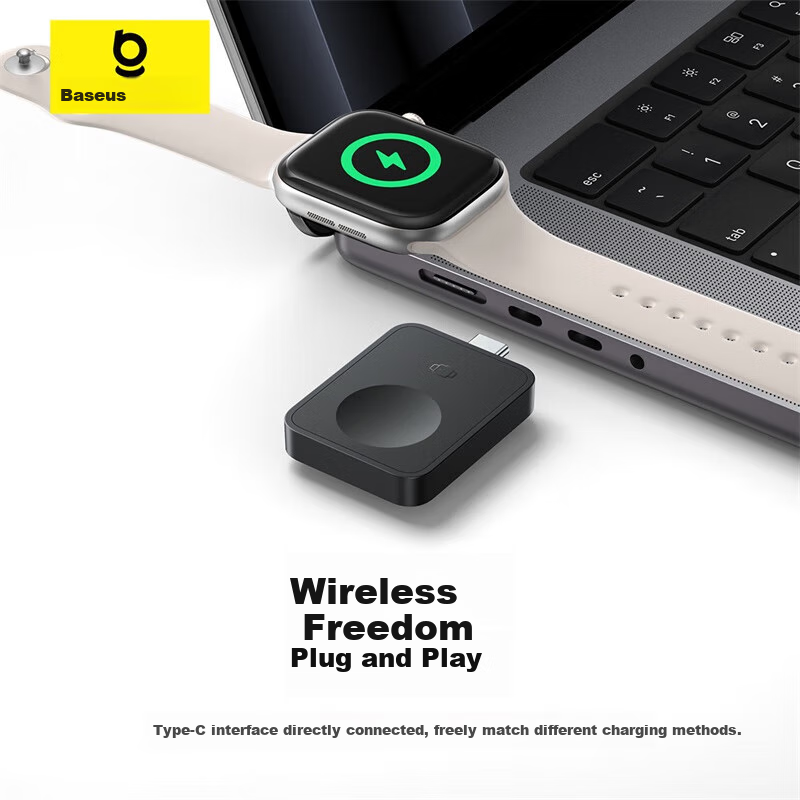 Беспроводная магнитная зарядка Baseus 2.5Вт для Apple Watch Series 10/9/8/7/6/5/4/3/2/SE/Ultra Цвет：Магнитная