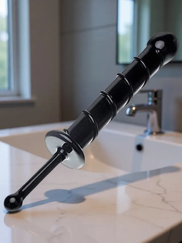 Glas Фаллоимитатор стеклянный Black Swirl Love Wand, GLAS-121, длина: 18.5 см, черный