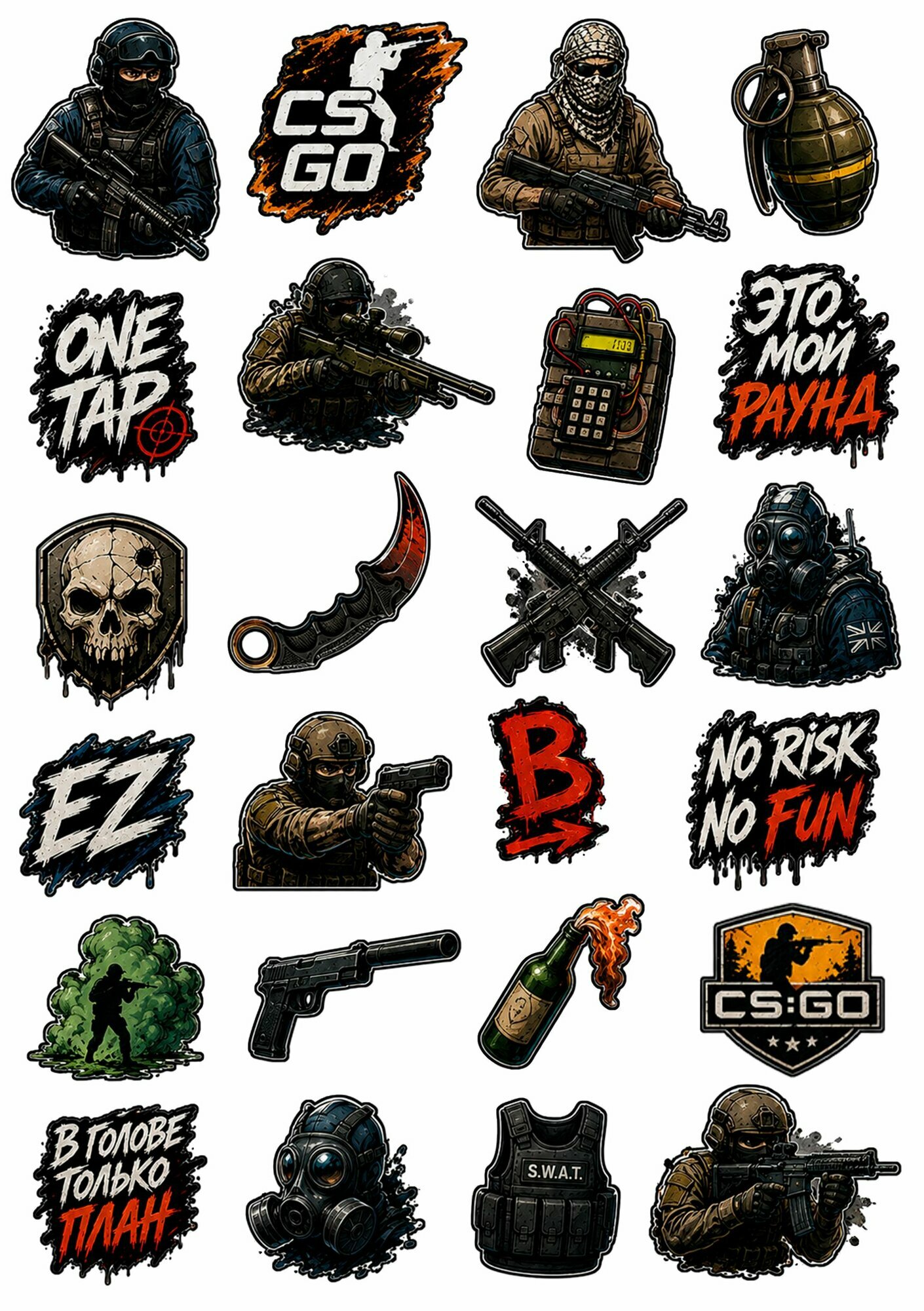 Стикеры UV DTF CS: GO для геймеров, на ноутбук, телефон, планшет — фото 1