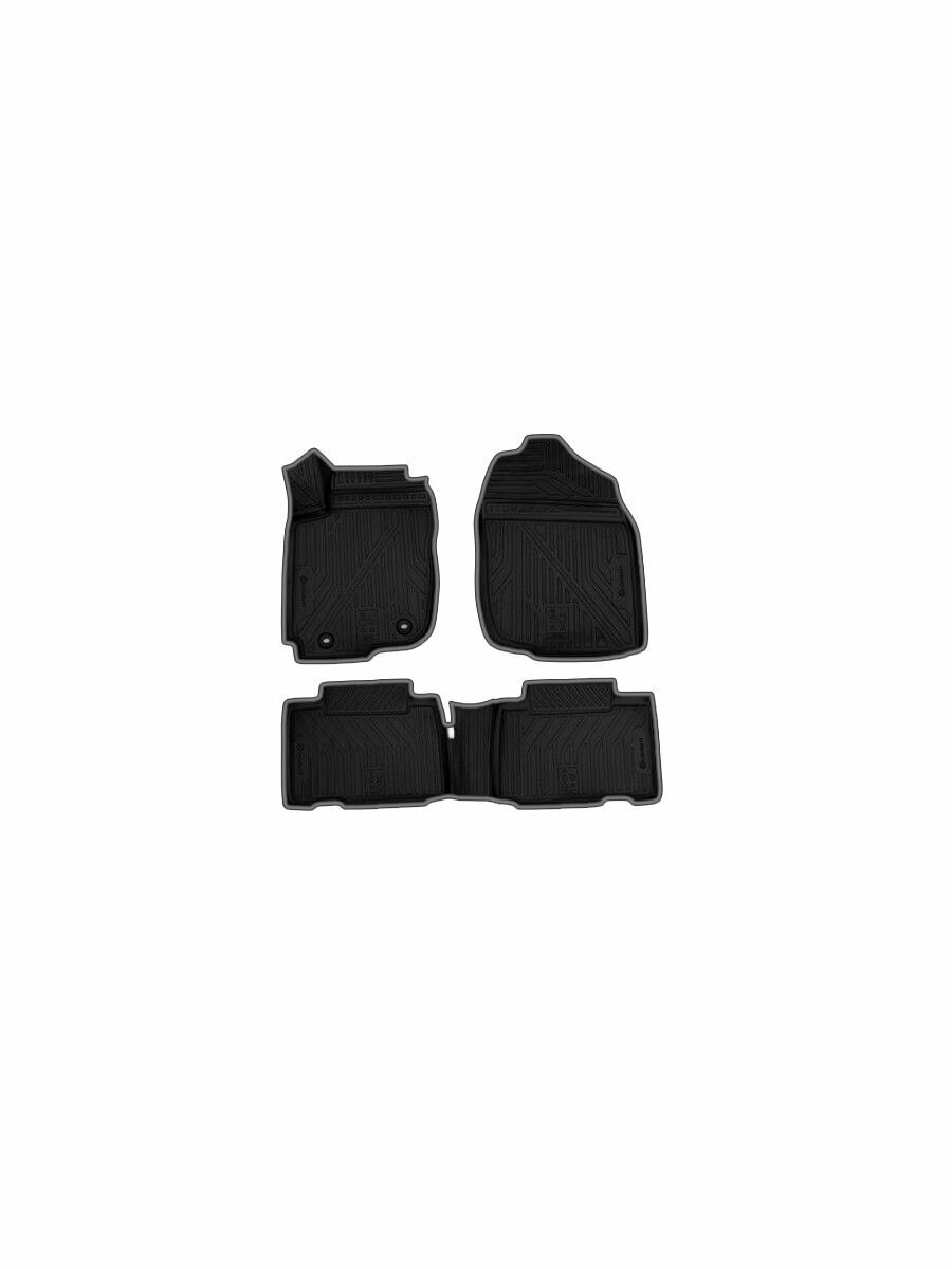 Коврики 3D в салон для TOYOTA Rav 4, 2013-2015, 2015-, 4 шт. (черный кант, полиуретан) / Тойота Рав 4