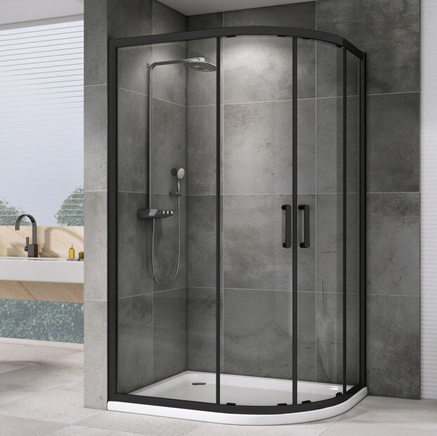 Душевой уголок Abber Schwarzer Diamant AG01129B 120x90, профиль черный, стекло прозрачное