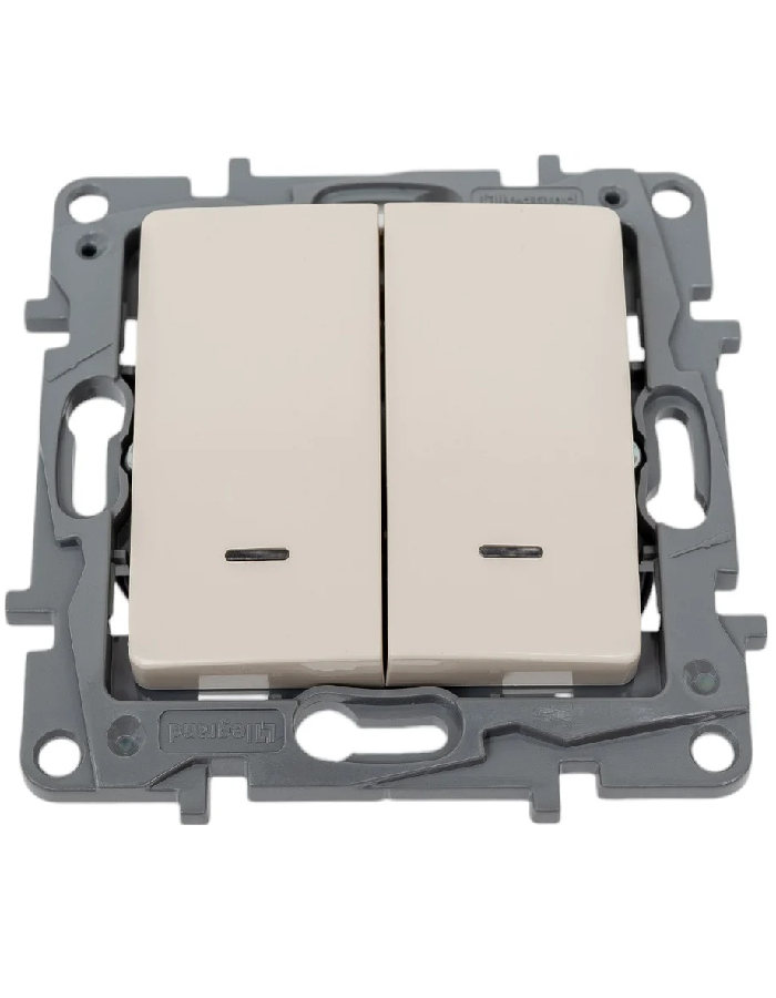 Выключатель/переключатель Legrand 672316 Etika - двухклавишный с подсветкой, 10 A, 250 В~, слоновая кость