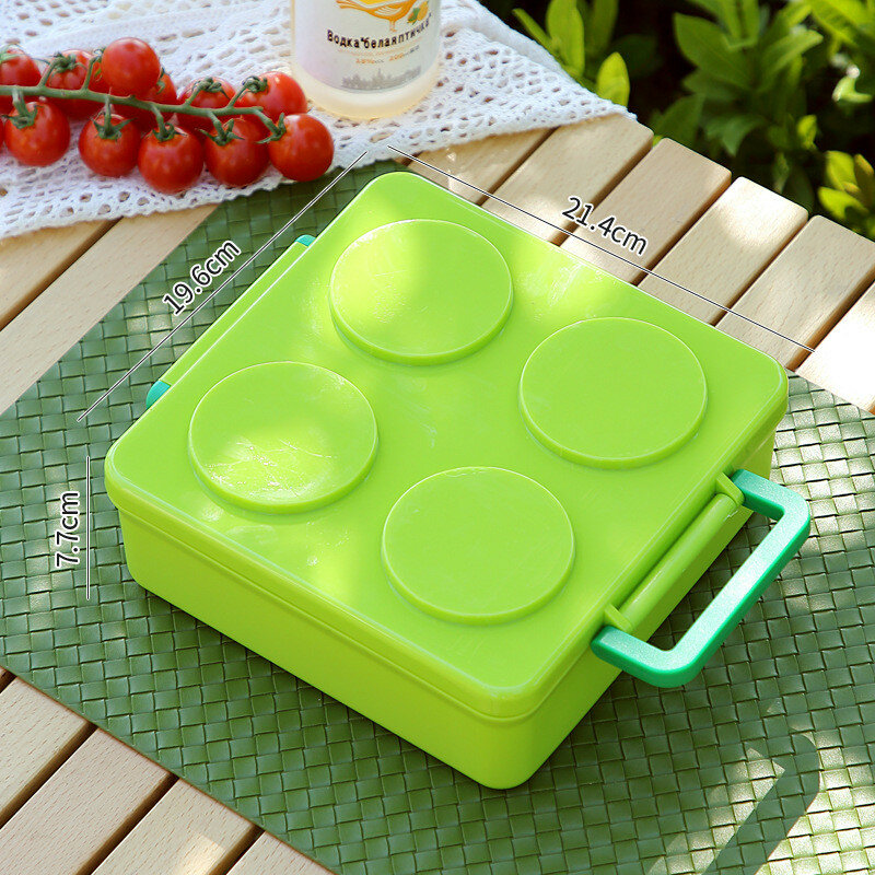 Lunch box wave pattern plastic with double layer design and microwave compatibility for kids and teens fluorescent green
