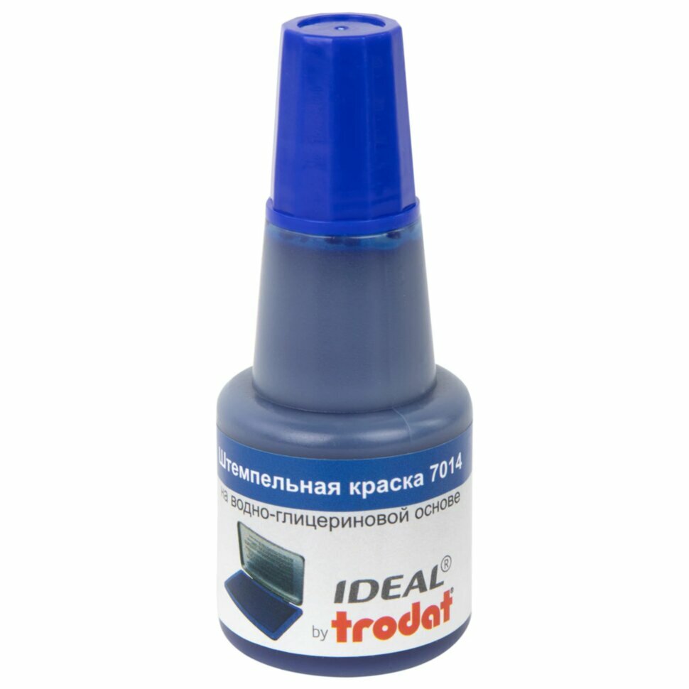 Краска штемпельная TRODAT IDEAL 7014 синяя 24 мл, на водно-глицериновой основе, 206916, 206916/219402, 238942