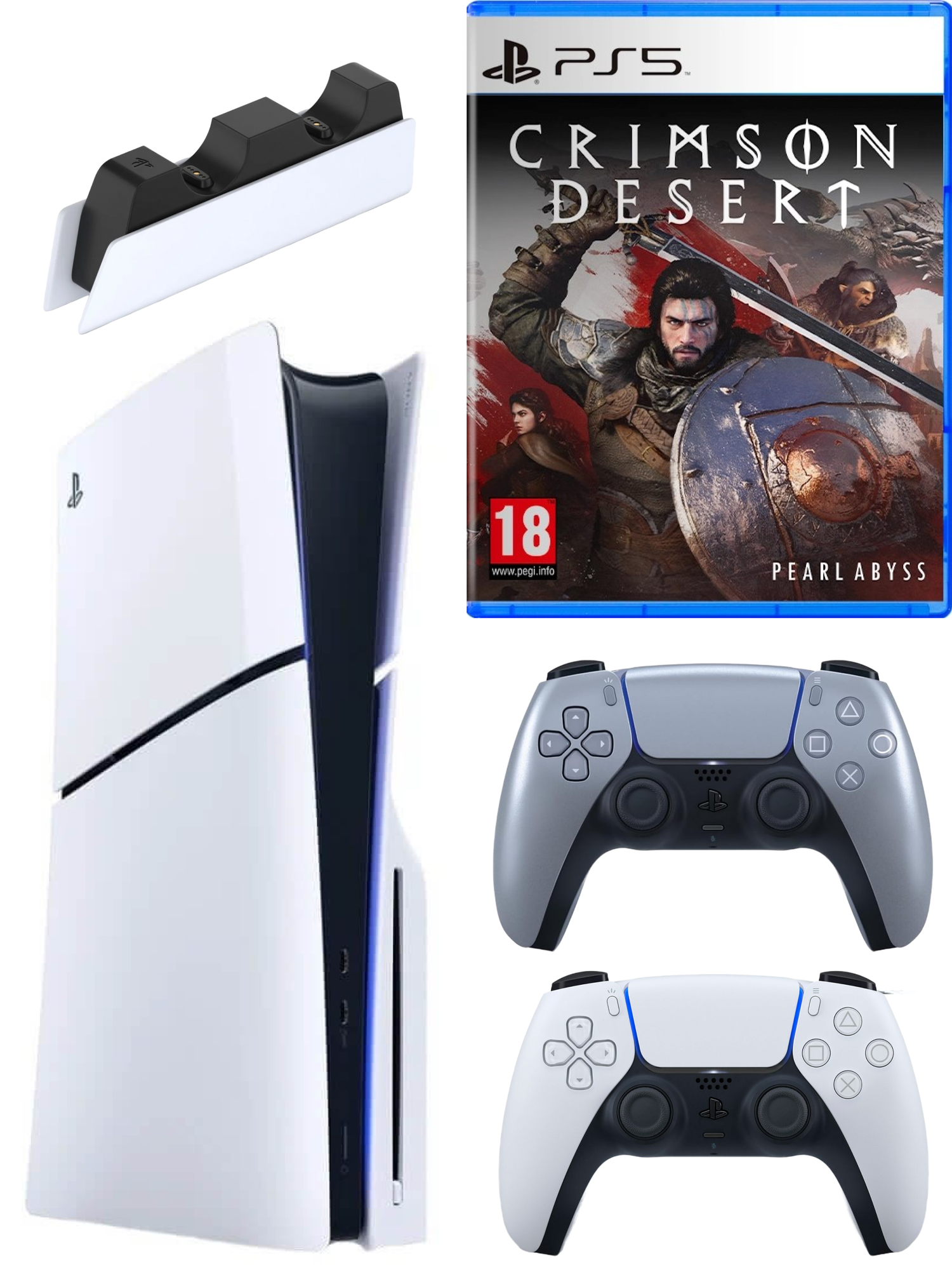 Игровая приставка Sony PS 5 Slim, 1ТБ(с дисководом)+2 геймпад+Зарядная станция+Crimson Desert(подробности в чате)