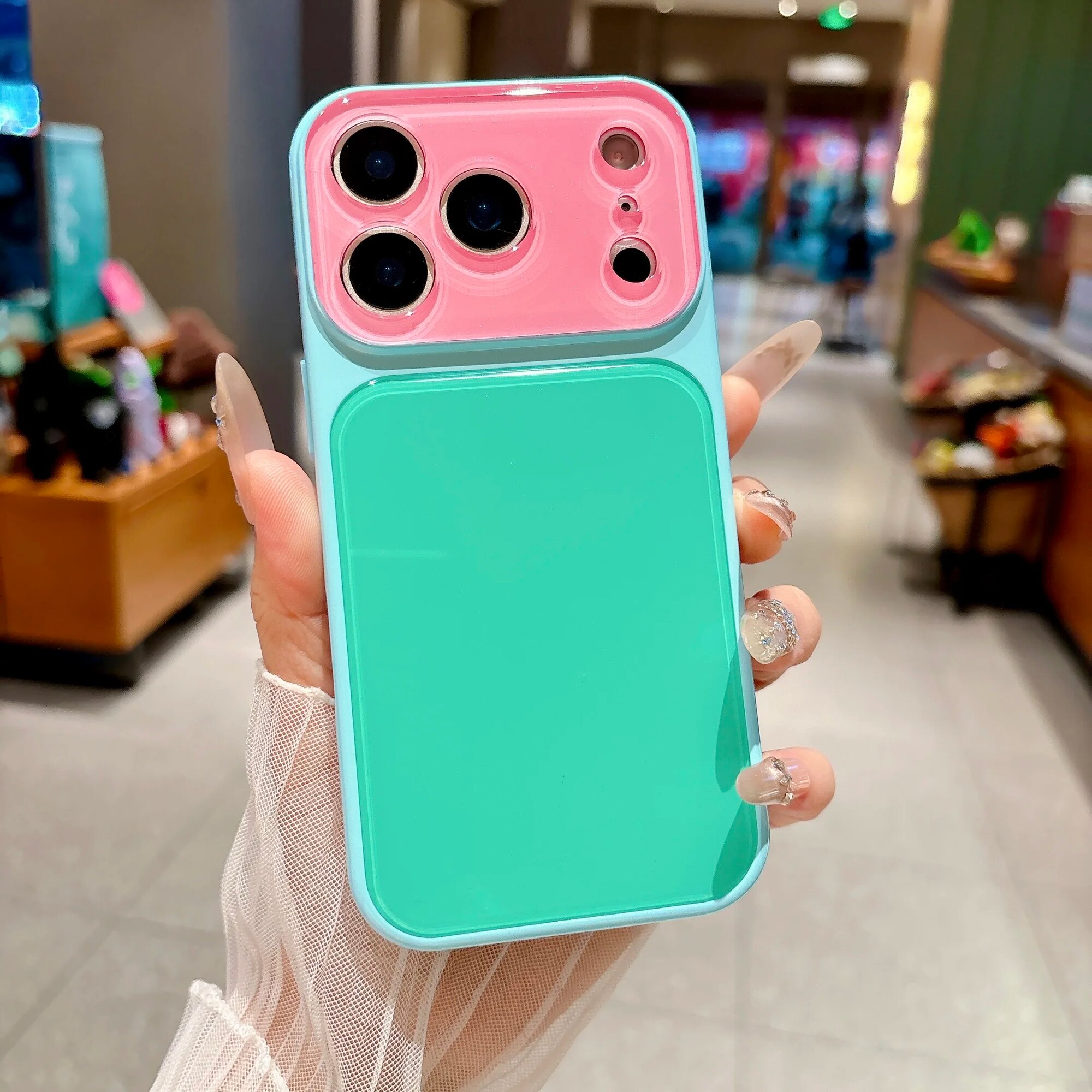 Чехол для iPhone 15 Pro Pink Blue, акрил