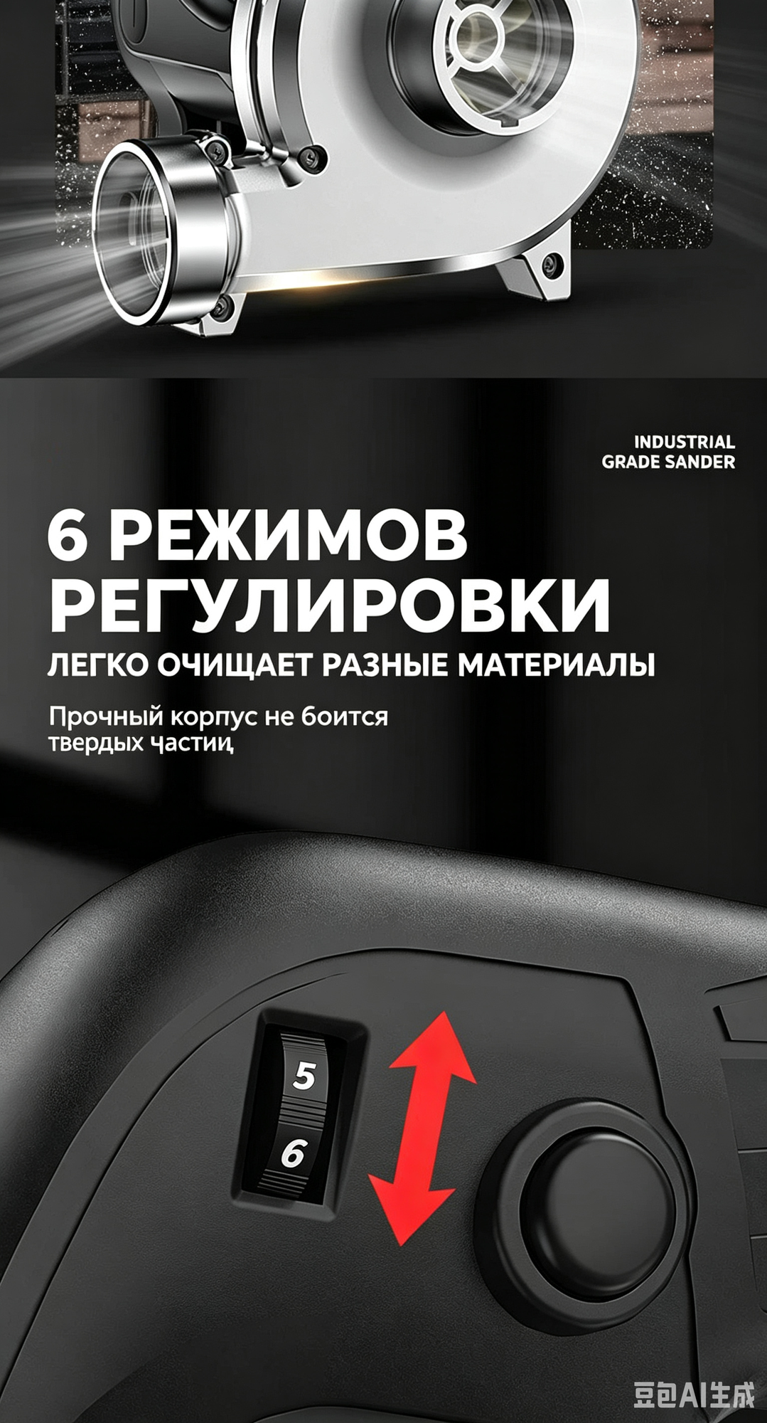 Промышленный пылесос, 2 в 1, с регулировкой скорости, алюминиевый, 6 режимов
