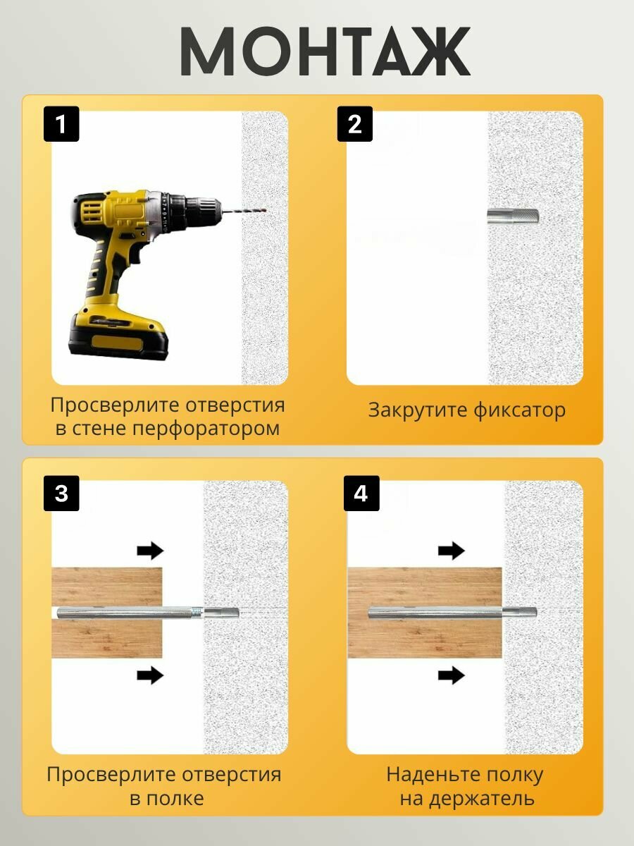 Полкодержатель мебельный скрытого типа/Держатель для полок 10x100 mm, 2 шт. — фото 1