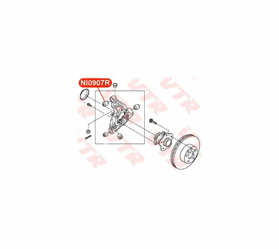 Сайлентблок цапфы задней подвески, верхний, VTR NI0907R