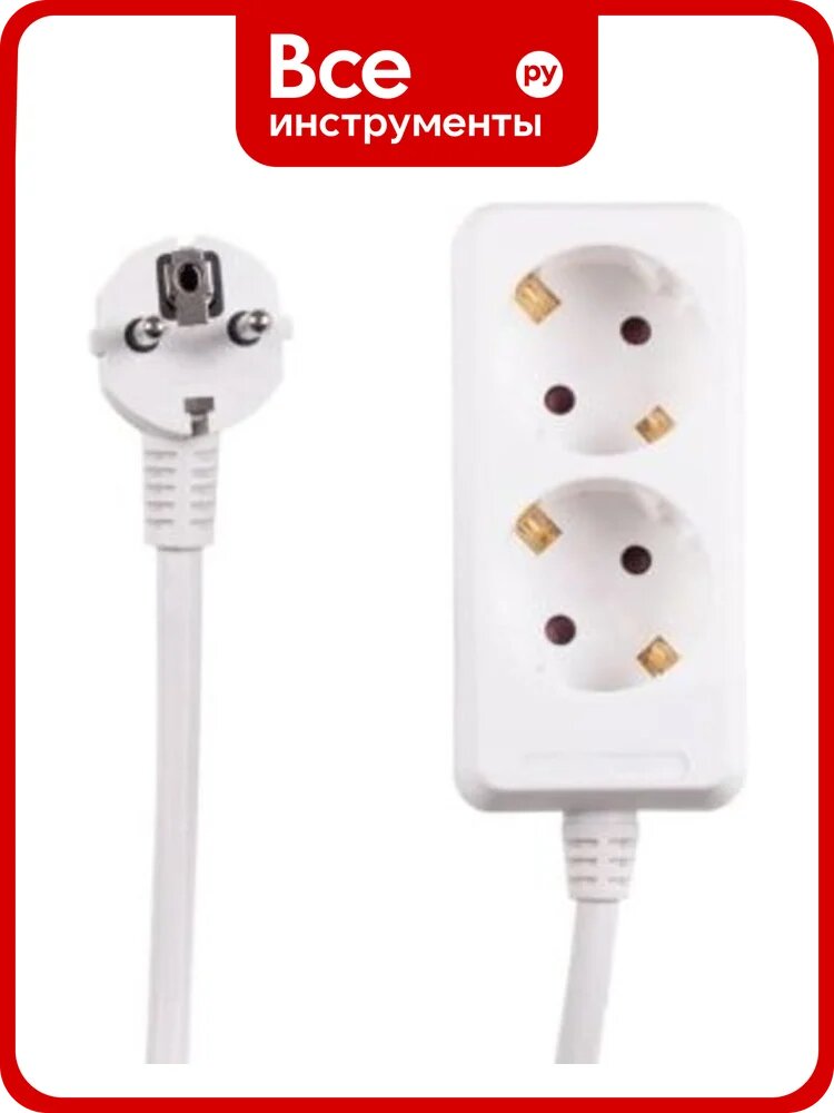 Удлинитель ЕТР POWERMAN 2 гнезда 2м, 10А/2,2кW с з/к, ПВС 3x0,75 77200, 75 мм, пластиковая