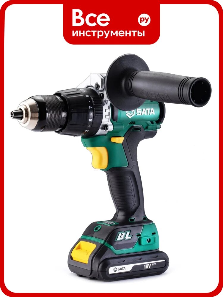 Аккумуляторная бесщёточная ударная дрель -шуруповёрт 18V Sata SC51012