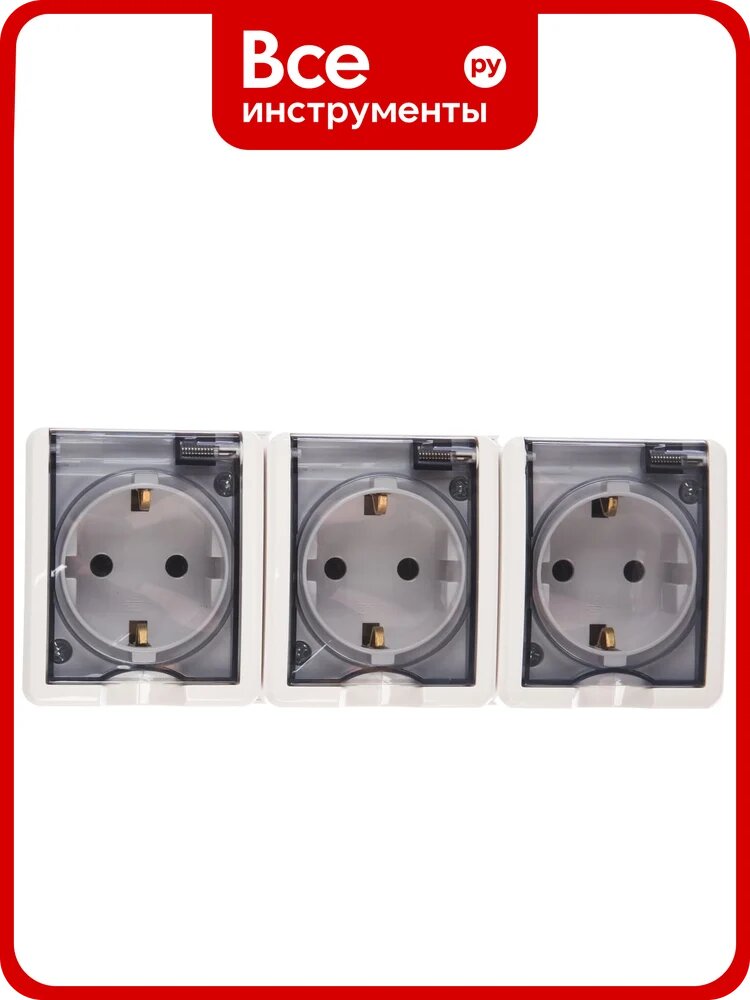 Розетка ЭРА Эксперт -01 3х2P+E IP54, 16АХ-250В, ОУ, белый Б0020720, для максимально качественного зажима кабеля