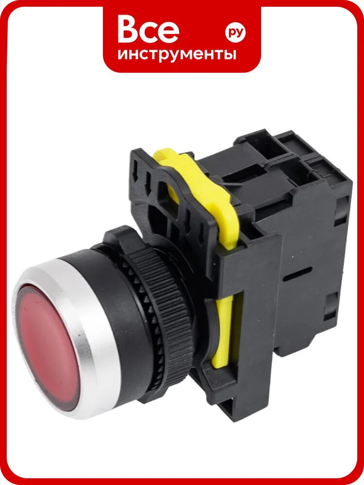 Кнопка ANDELI LA115-A5-01BND/4 1НЗ красный AC220V (LED) ADL10-257, 60 г, пластиковая