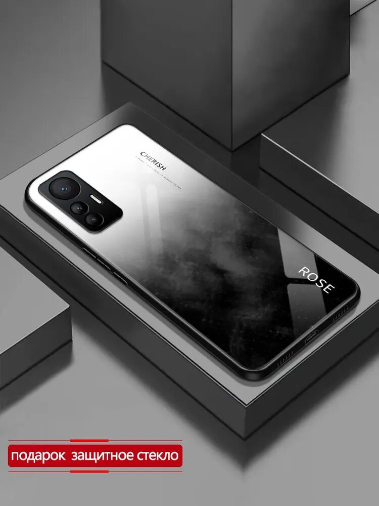 Чехол для смартфона Xiaomi 12 Lite (Сяоми 12 Лайт), стеклянного материала, защитный чехол подарок (защитное стекло)
