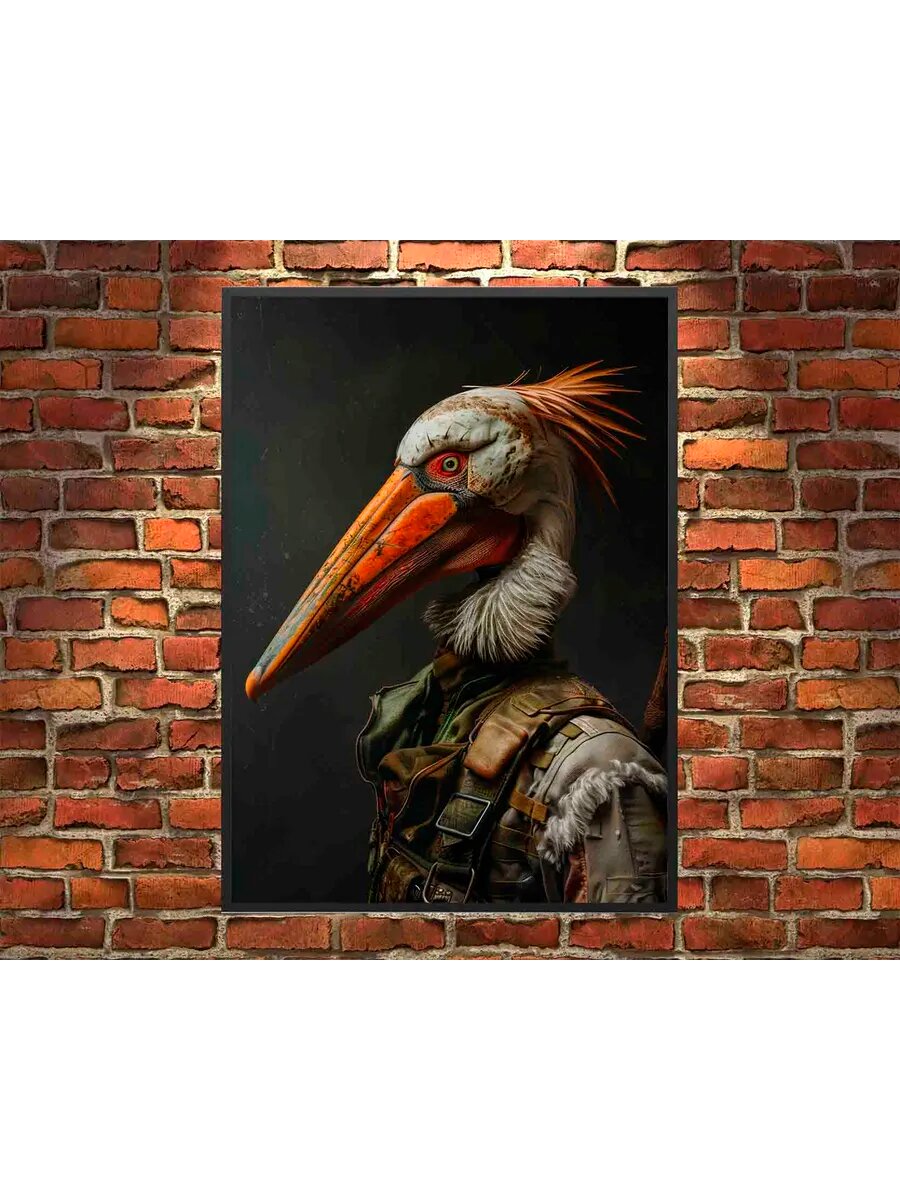 Пеликан-птица-солдат 1, Плакат 30x42см