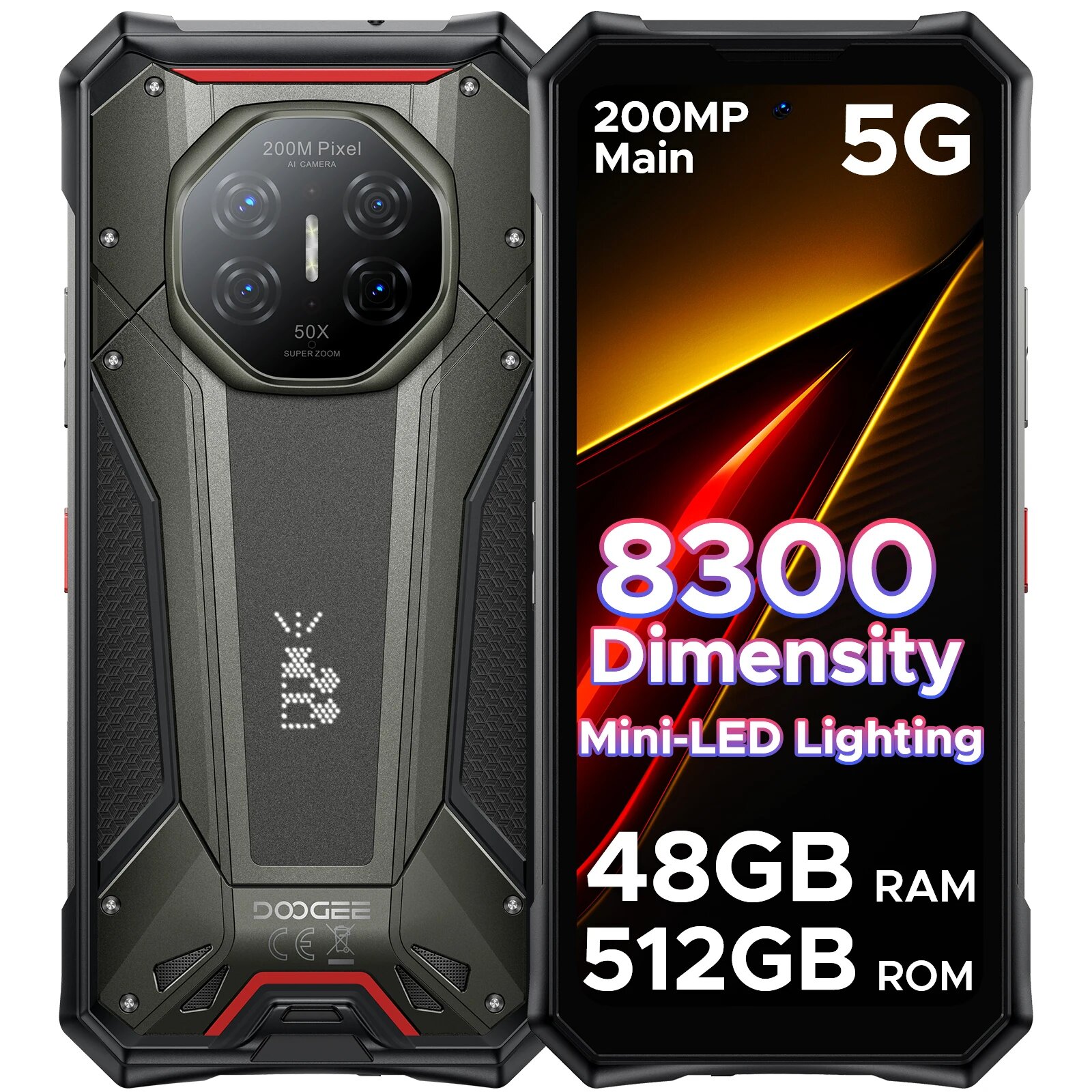 DOOGEE S300 Pro 5G защищенный телефон, 6,78-дюймовый экран, 11000 мАч, 48 (16+32) ГБ 512 ГБ, Android 16