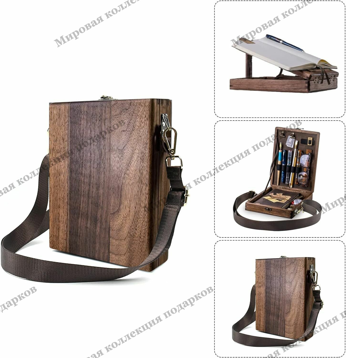 Деревянная сумка-почтальон в китайском стиле, 25x19x6 см, для хранения, аксессуар