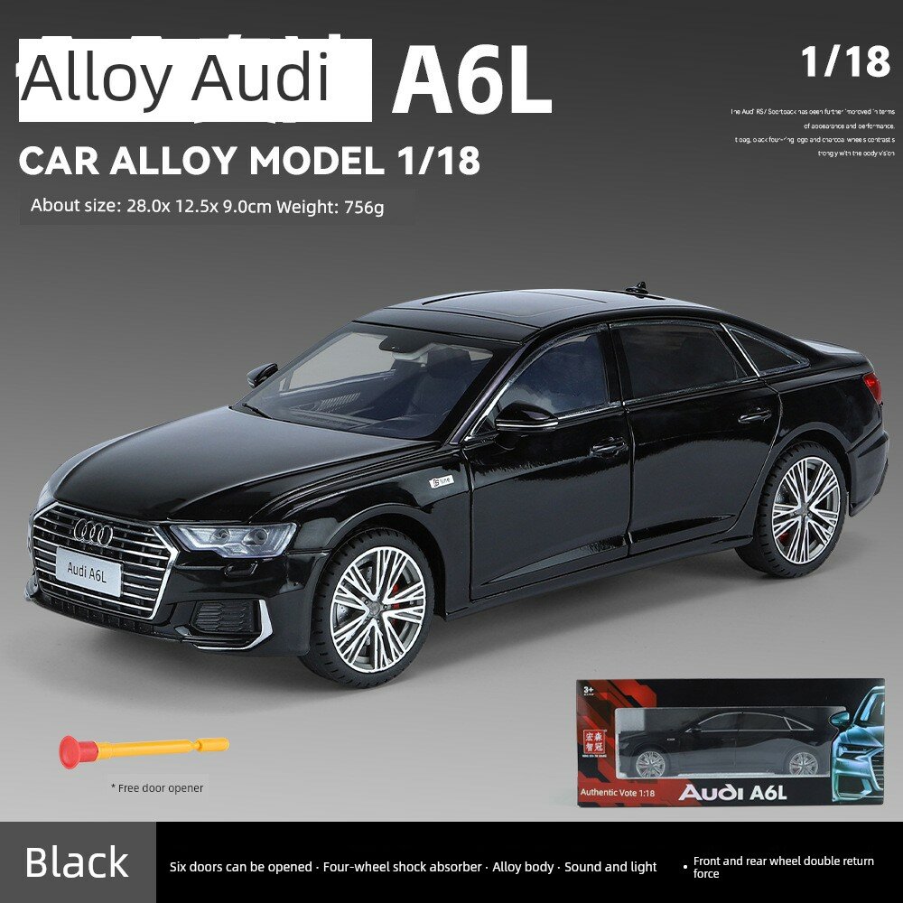 Модель автомобиля 1:18, алюминиевый сплав, Ауди А6, черный цвет, коллекционная игрушка