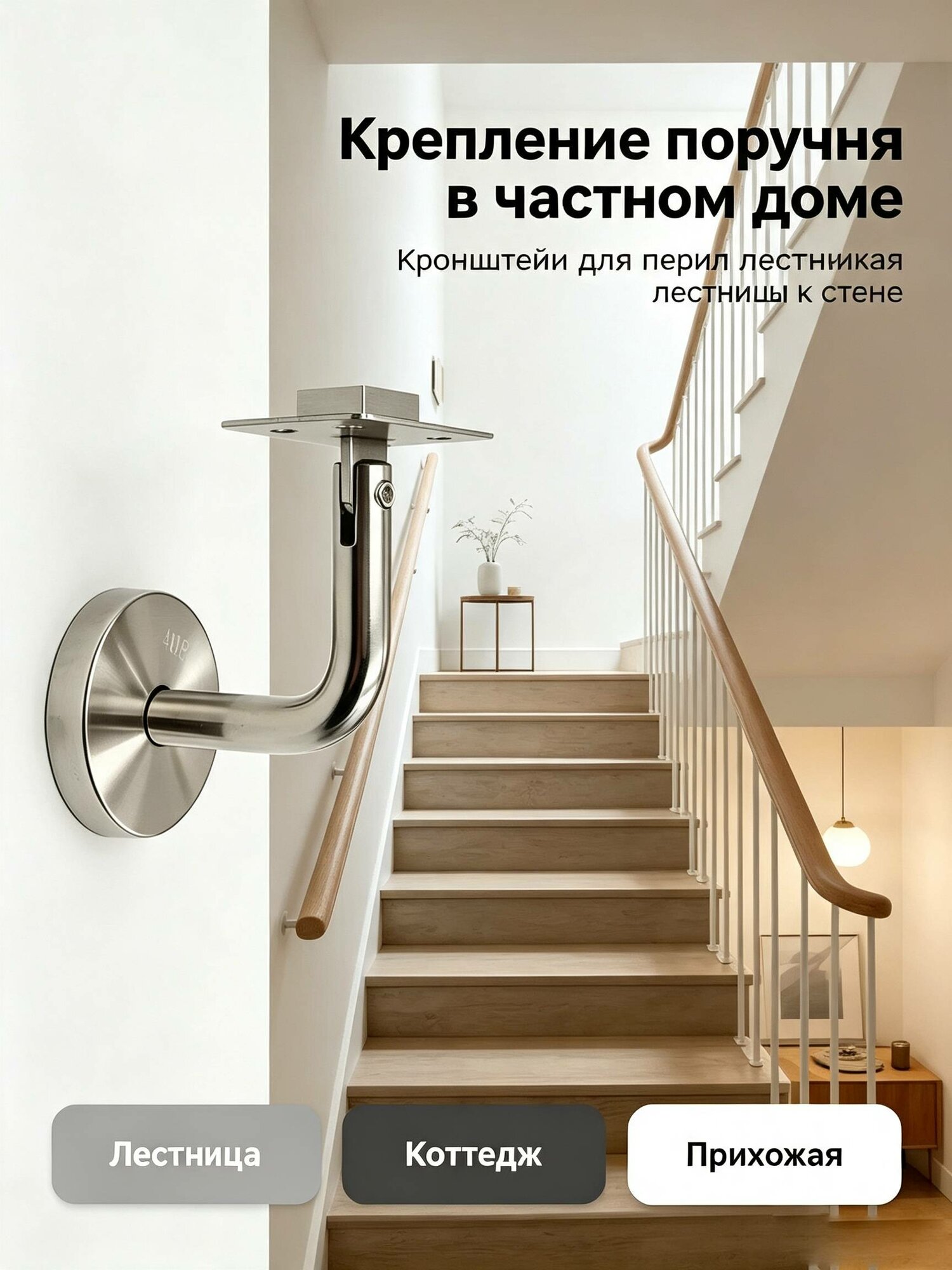 1 шт./60*100mm/Кронштейн для перил лестницы настенный, нержавеющая сталь 201, опора для крепления поручня к стене