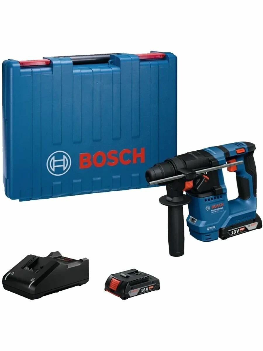 Аккумуляторный перфоратор BOSCH Professional GBH 18V-18 (2 x 2 Ач, ЗУ) (SDS-plus, 1.5 Дж) в кейсе