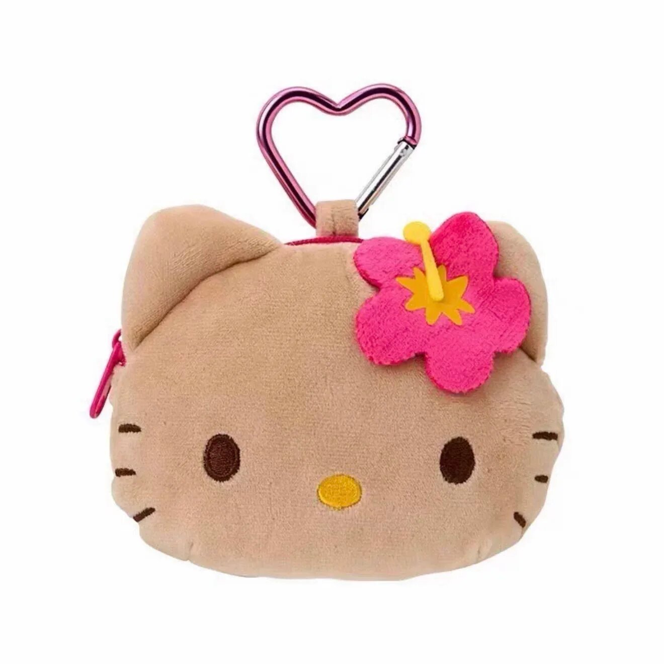 Sanrio сердце карабин Kitty плюшевый кошелек для монет черная кожа все черный пушистый котенок плюшевый рюкзак на молнии очаровательная сумка для хранения наушников