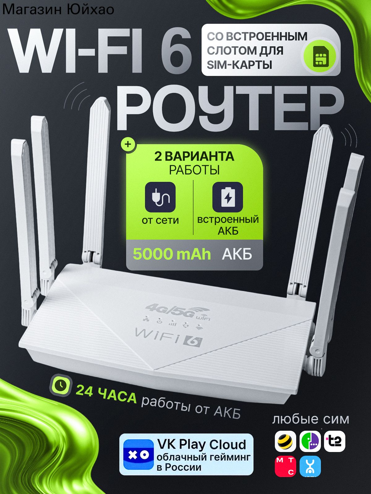 Роутер wifi с сим картой 4G/5G беспроводной