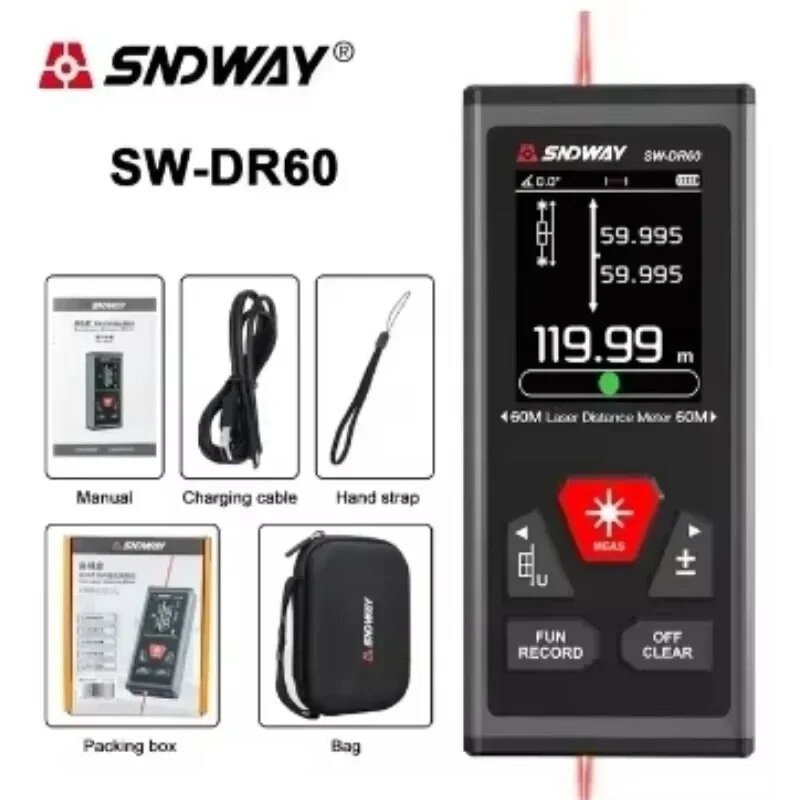 Лазерный дальномер 2026 SW-DR60 60/100 м Red Laser 60M