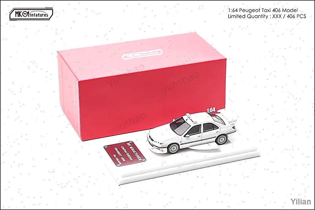 Машинка модель Mk Miniatures 1/64 такси Peugeot 406 407 MK164, Limited edition 499 units(Resin car model)