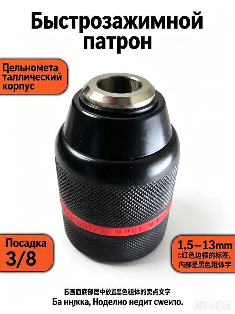Быстрозажимной патрон для шуруповерта 3/8", металл, под сверла до 13 мм
